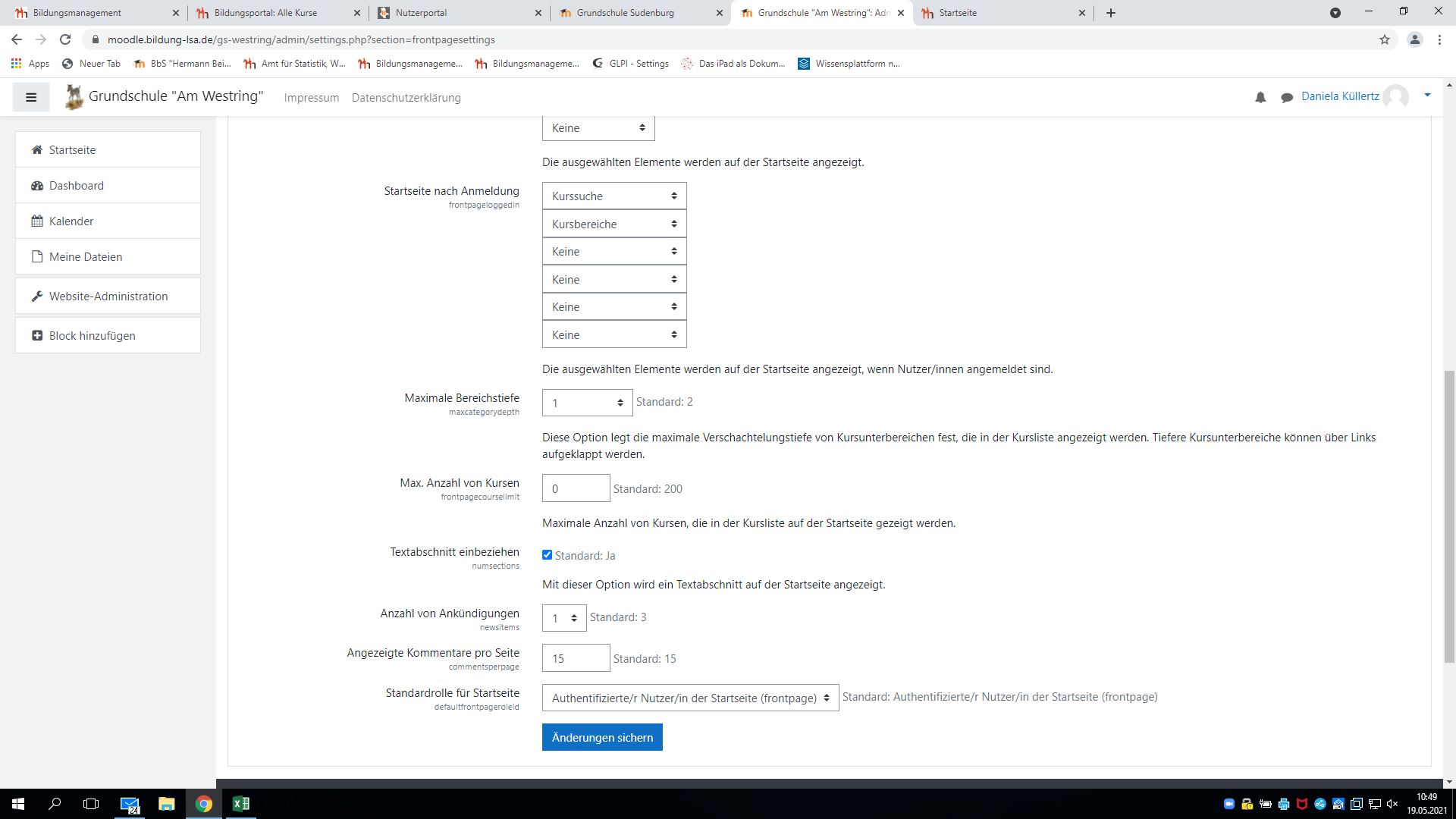 Startseite Der Moodle Plattform